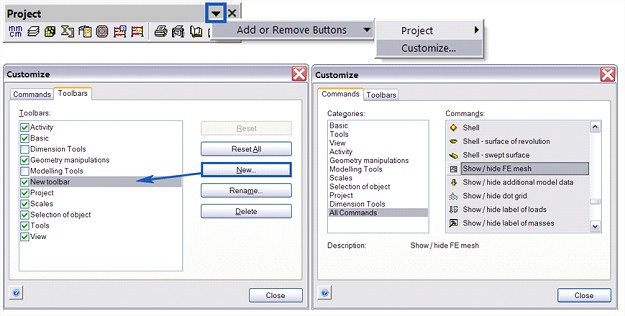 Personalize toolbars